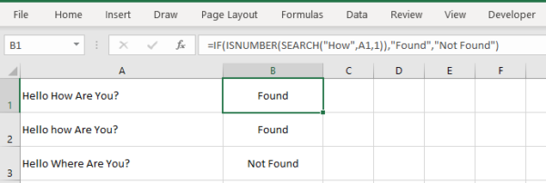 Excel If Cell Contains Text