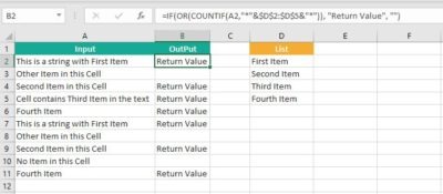 Excel If Cell Contains Text