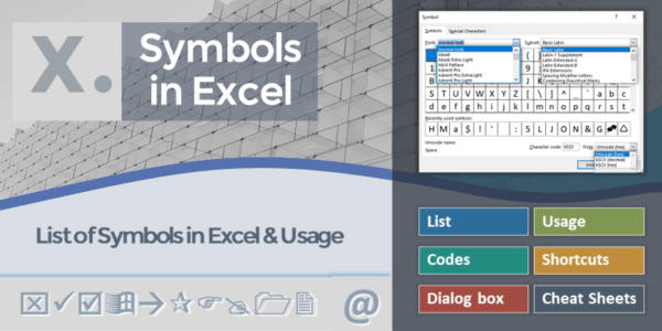 List Of Symbols In Excel And Usage List And Usage