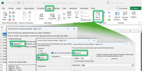 Split First and Last Name in Excel | Excelx.com
