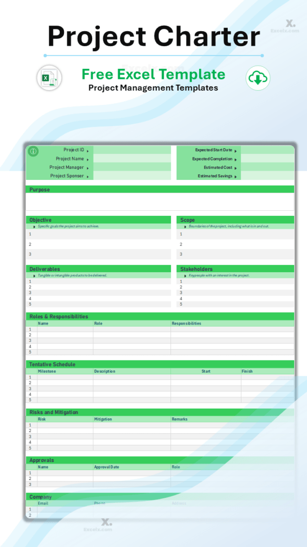 Project Charter Template - Excel Free Download - Excel Project Charter Template - Excel Free Download - Excel