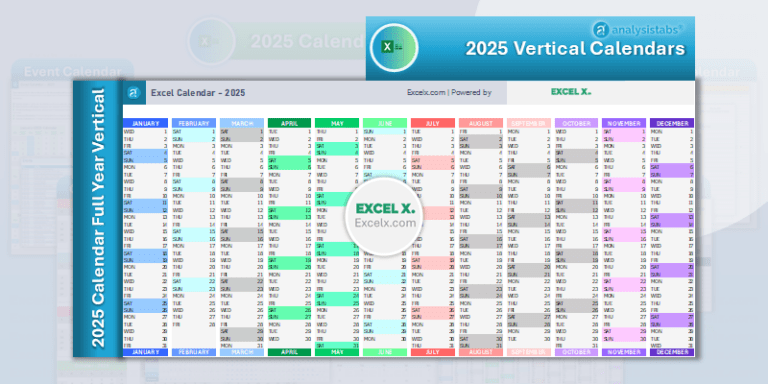 2025 Calendar Excel Templates (Free Download) | Excelx.com