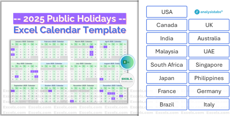 2025 Calendar Excel Templates (Free Download) | Excelx.com