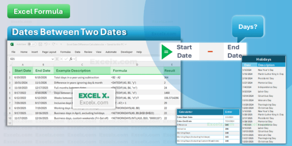 Excel Formula to Calculate Number of Days Between Two Dates - Excel