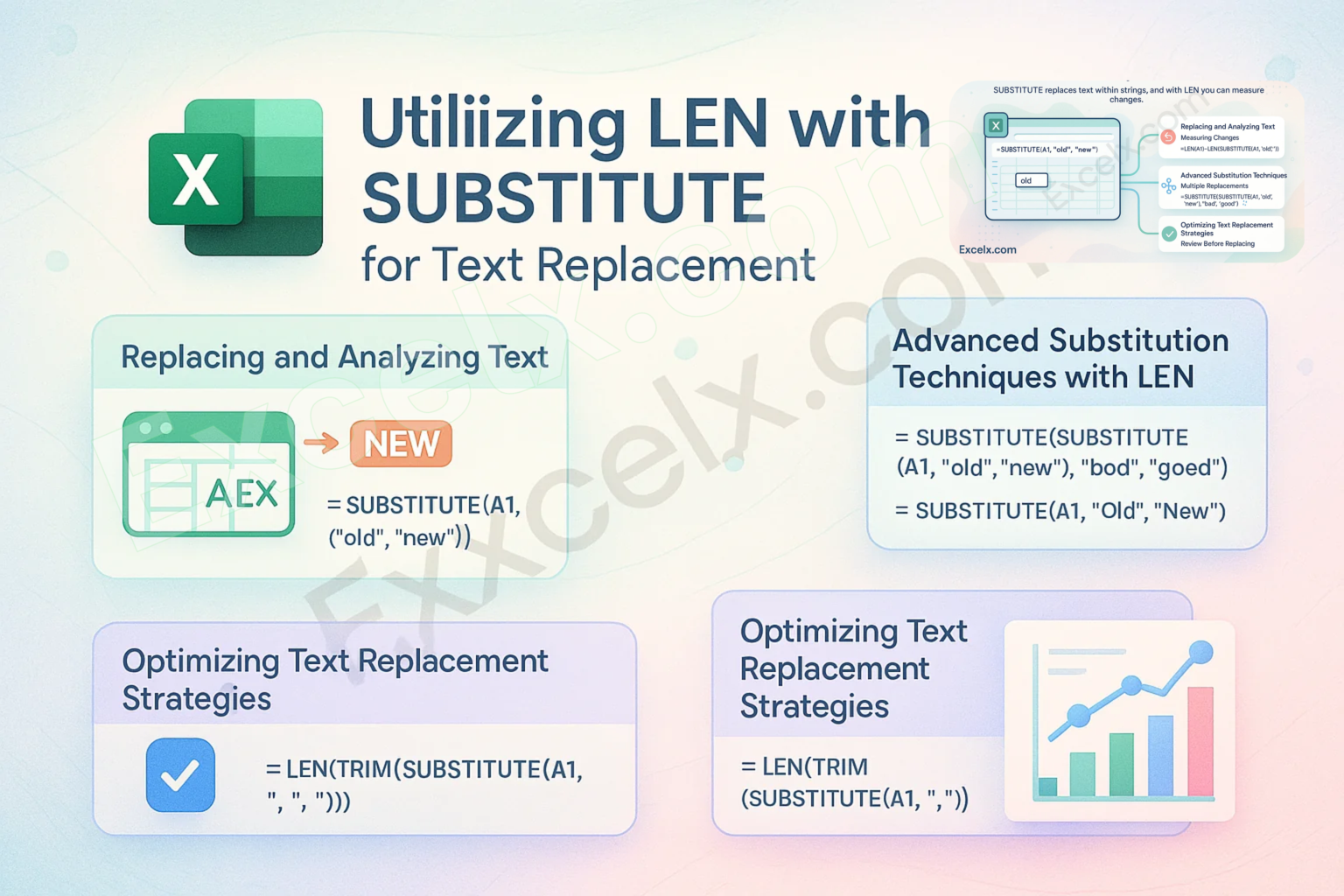 Using LEN And TRIM, LEFT, RIGHT, MID, FIND & SUBSTITUTE Functions: Advanced Excel Text ...