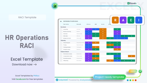 RACI Matrix Template Excel — Free Download 2026 | 52 Templates | Excelx.com
