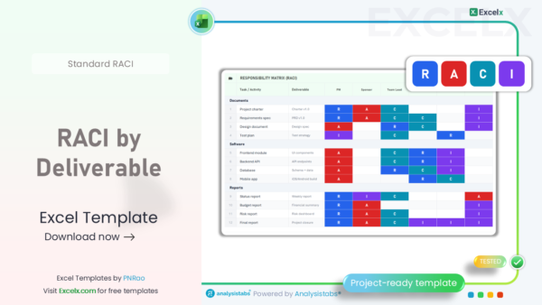 RACI Matrix Template Excel — Free Download 2026 | 52 Templates | Excelx.com